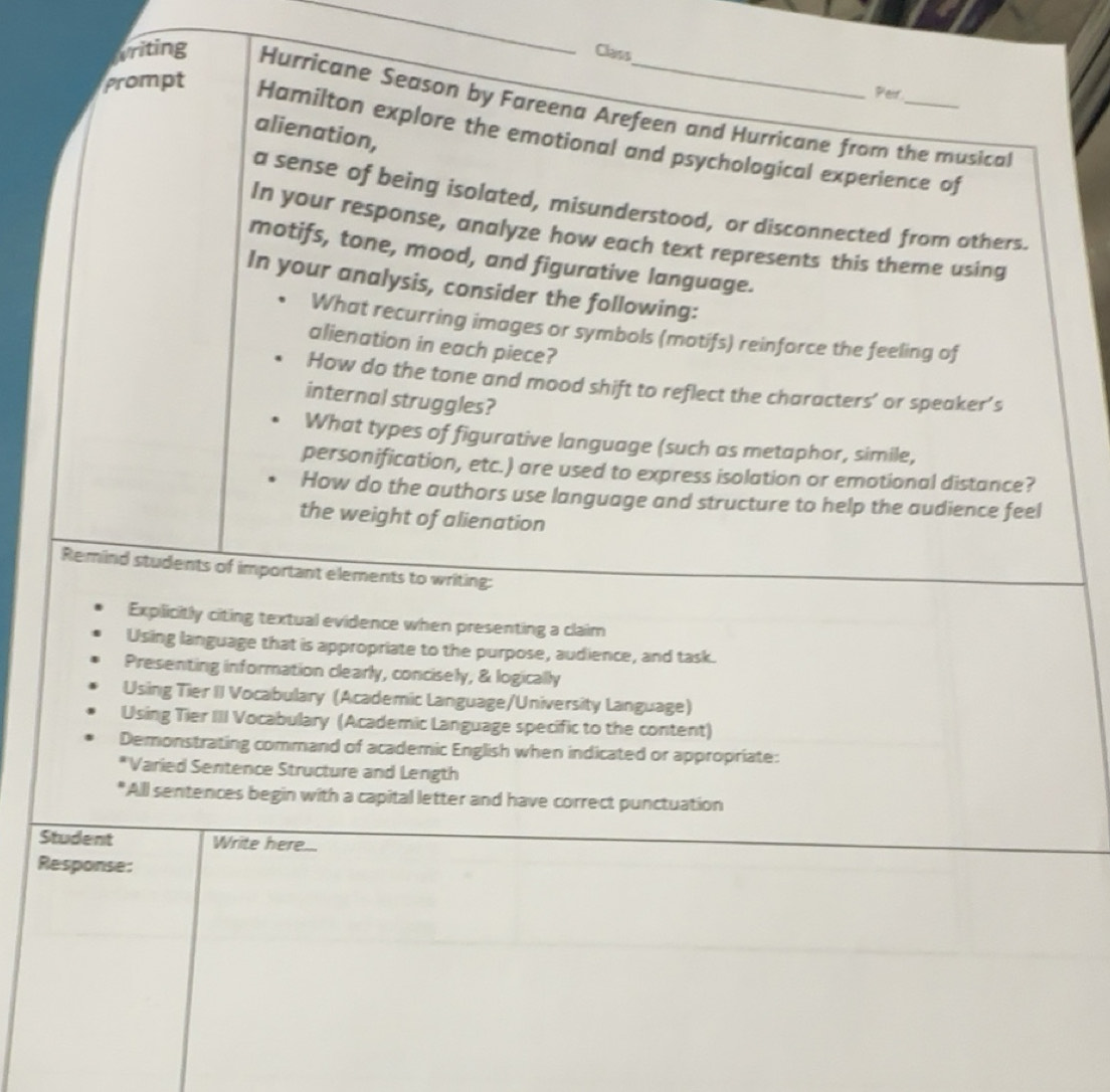 Solved: Class Peir writing Hurricane Season by Fareena Arefeen and ...