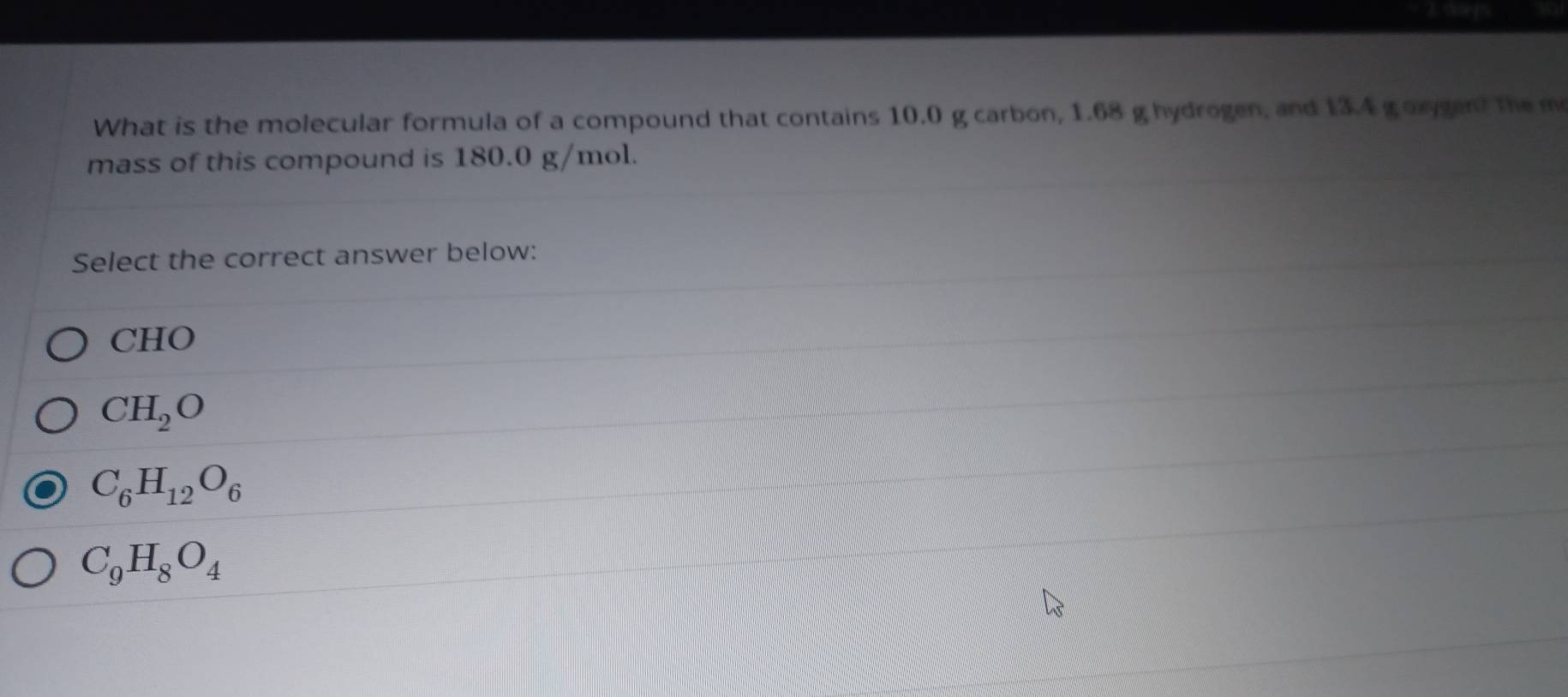 Solved: What is the molecular formula of a compound that contains 10.0 ...