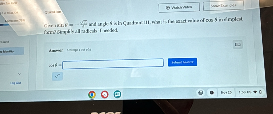 Solved: tity for Unit 26 at 8:00 AM Question Watch Video Show Examples ...