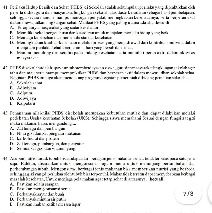 Telah dijawab:Perilaku Hidup Bersih dan Sehat (PHBS) di Sekolah adalah ...