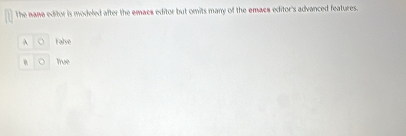 Solved: The nane editor is modeled after the emaes editor but omits ...
