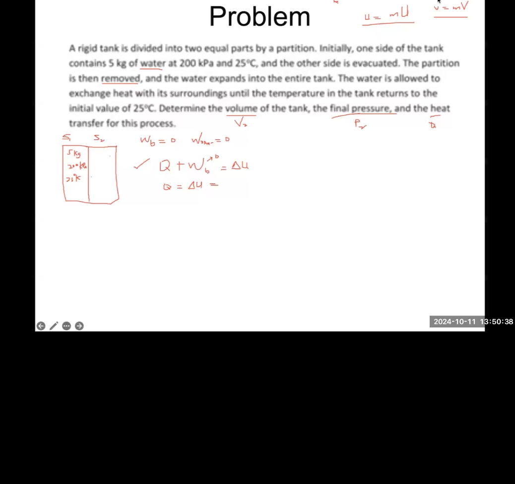 Solved: Problem _ _ A rigid tank is divided into two equal parts by a ...