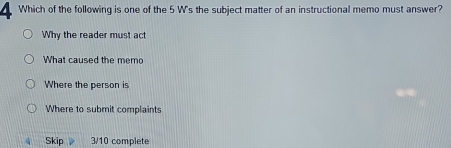 Solved: Which of the following is one of the 5 W's the subject matter ...