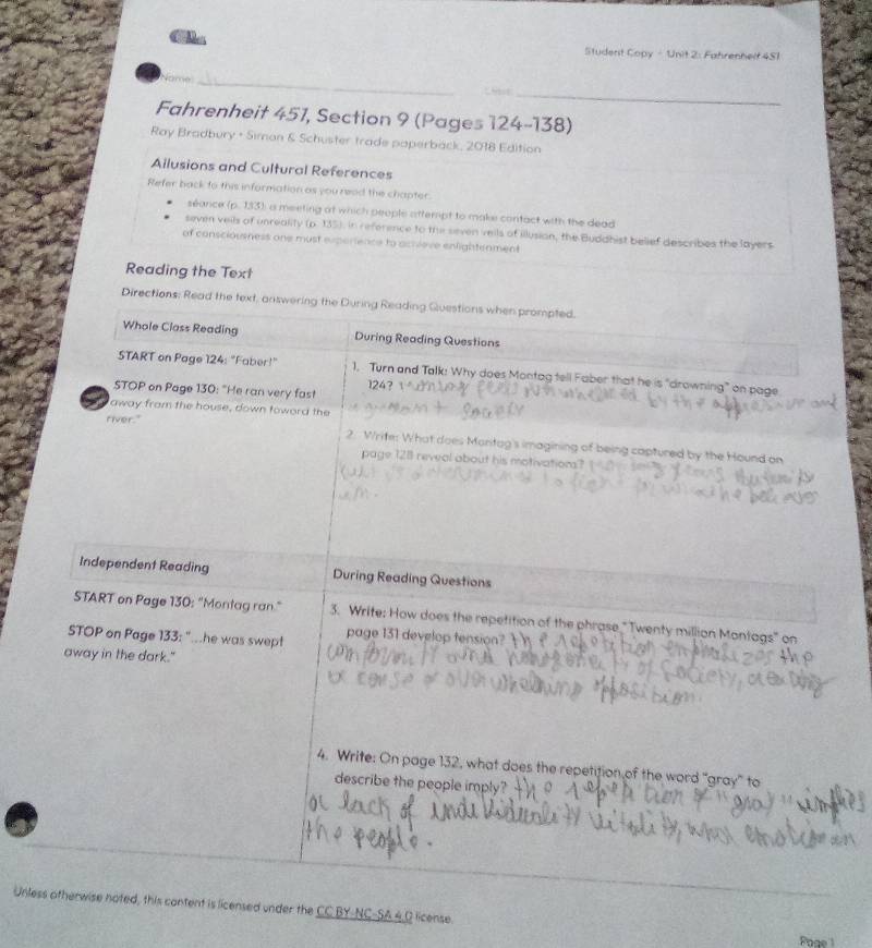 Solved: Student Copy - Unit 2: Fahrenheit 4S1 _ thtat _ Fahrenheit 451 ...