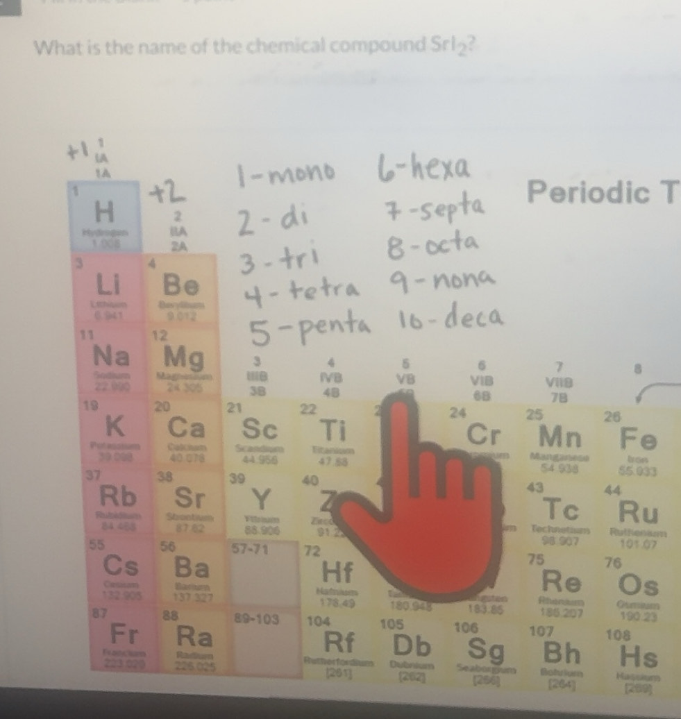 Solved: What is the name of the chemical compound Srl_2 a T 3 u ium 7 s ...
