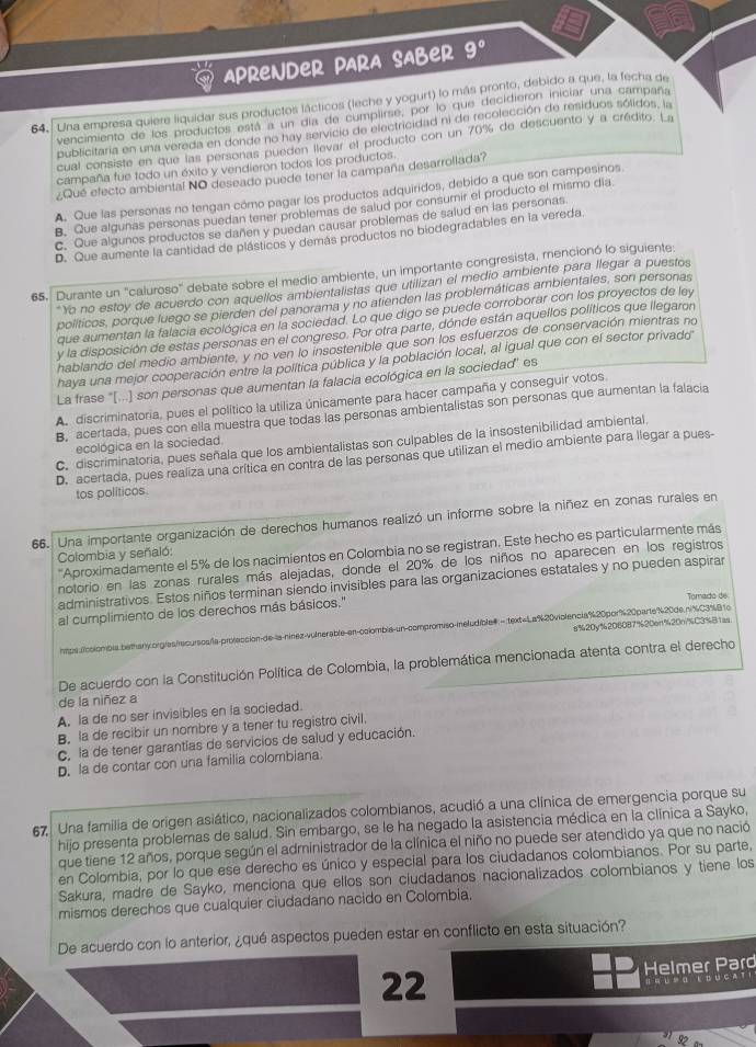 Resuelto:APRENDER PARA SABER 9° 64. Una empresa quiere liquidar sus ...