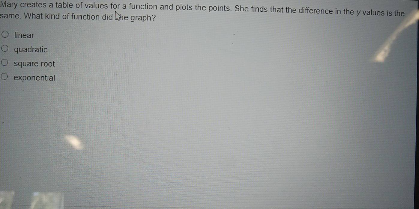 Solved: Mary creates a table of values for a function and plots the ...