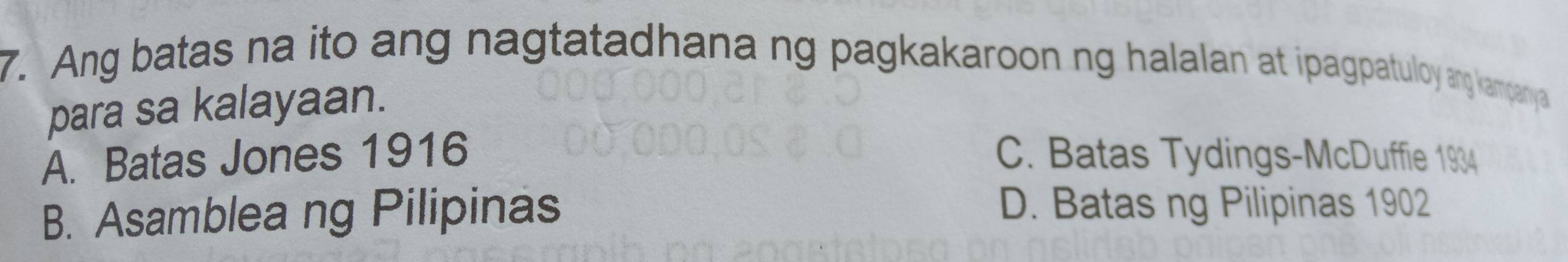 Solved: Ang batas na ito ang nagtatadhana ng pagkakaroon ng halalan at ...