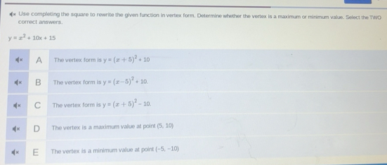 Solved: Use completing the square to rewrite the given function in ...