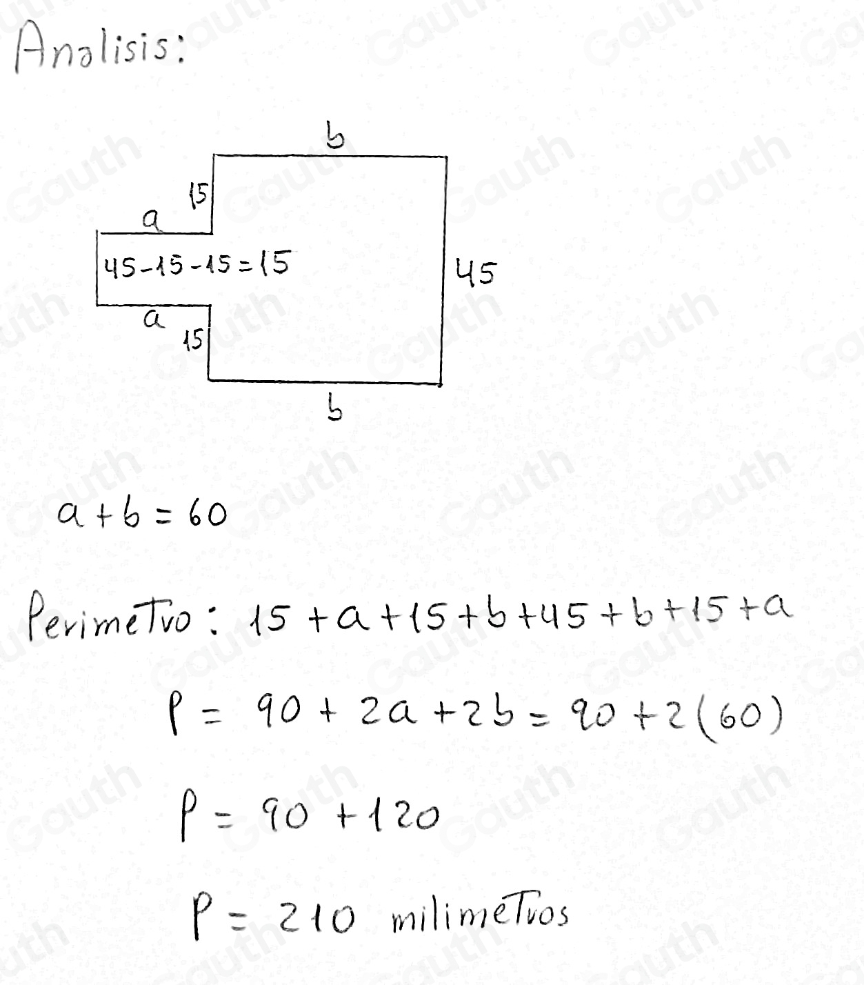 Resuelto:Hallar el perímetro de la siguiente figura, las medidas están ...