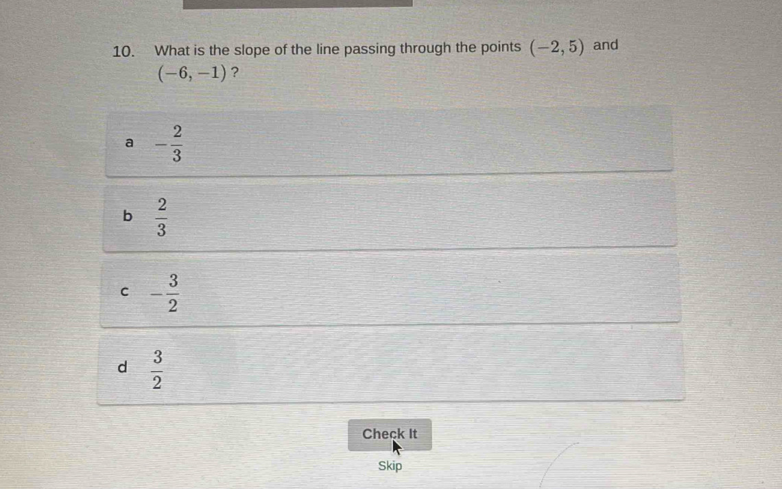 Solved: What is the slope of the line passing through the points (-2,5 ...