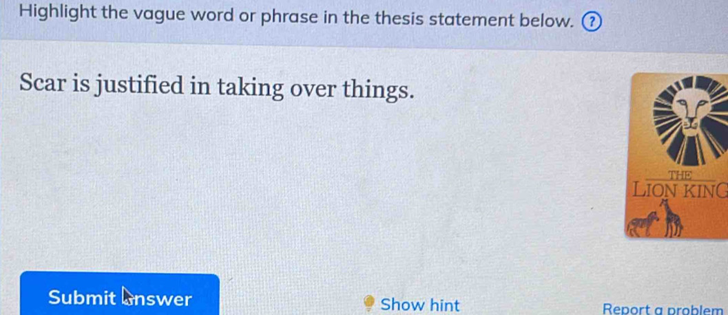 Solved: Highlight the vague word or phrase in the thesis statement ...