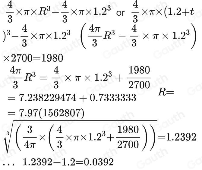 Solved: A 3-D shape consists of a hollow sphere made of metal. The diagram shows a cross section ...