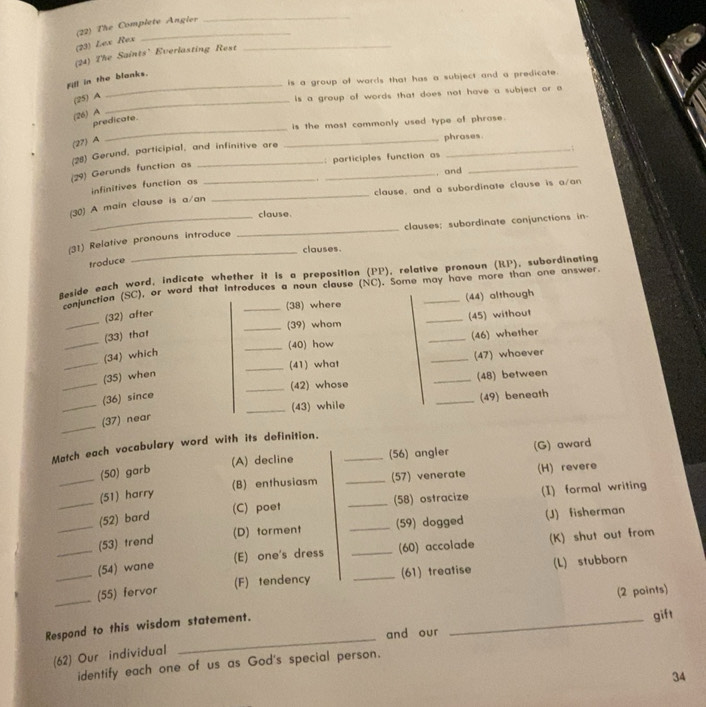 Solved: (23) Lex Rex (22) The Complete Angier _ (24) The Saints ...