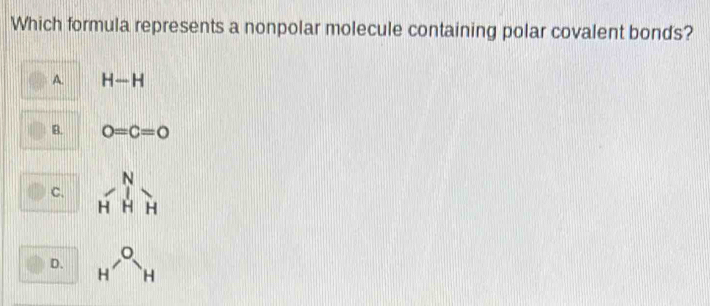 Solved: Which formula represents a nonpolar molecule containing polar ...