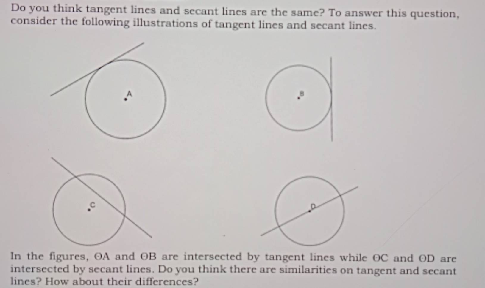 Solved: Do you think tangent lines and secant lines are the same? To ...