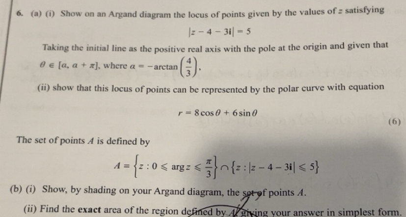 Solved: Show on an Argand diagram the locus of points given by the ...