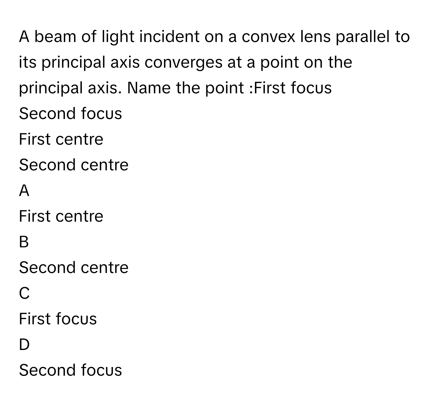 Solved: A beam of light incident on a convex lens parallel to its ...