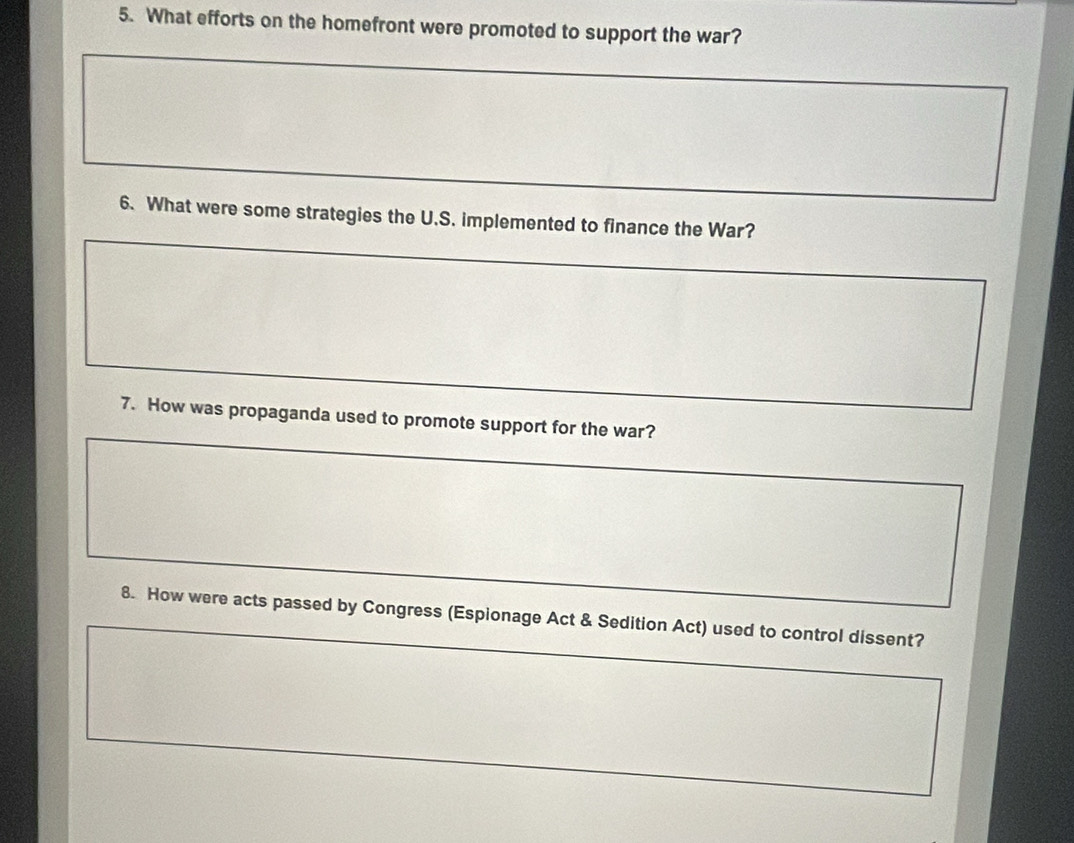 Solved: What efforts on the homefront were promoted to support the war ...