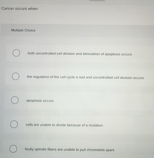 Solved: Cancer occurs when Multiple Choice both uncontrolled cell ...