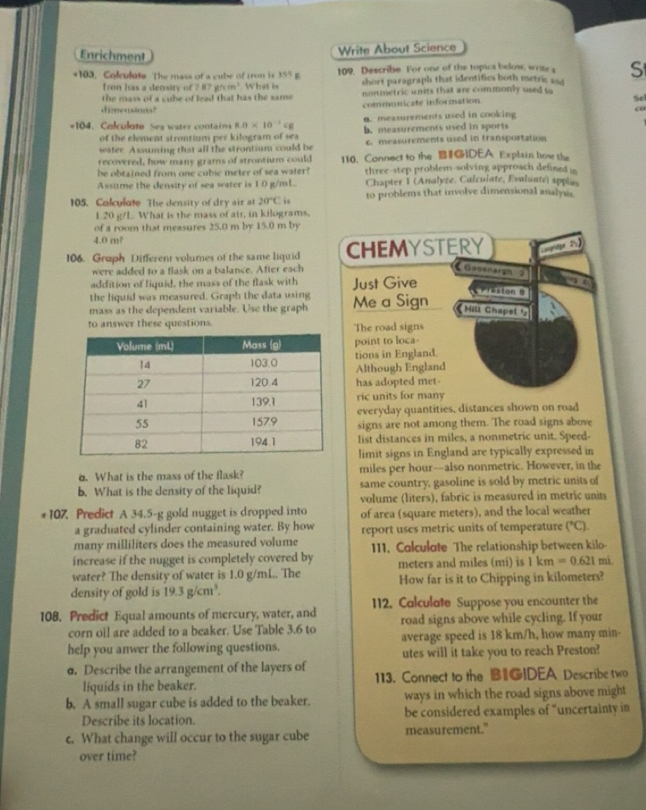 Solved: Enrichment Write About Science *103, Colculuta The mass of a ...