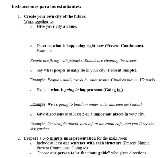 Resuelto:Instrucciones para los estudiantes: 1. Create your own city of ...