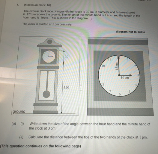Solved: [Maximum mark: 16] The circular clock face of a grandfather ...