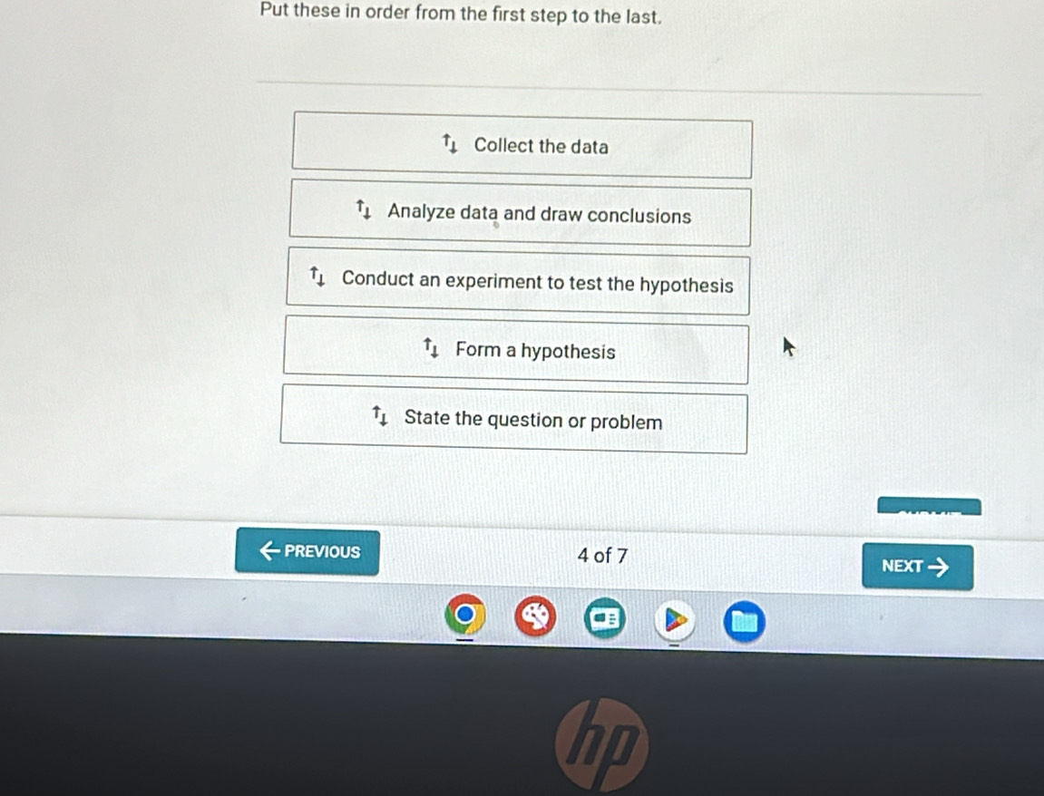 Solved: Put these in order from the first step to the last. uparrow ...