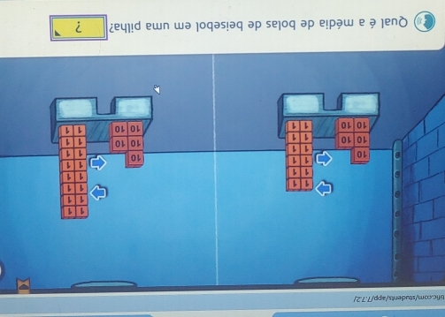Resolvido:Qual é a média de bolas de beisebol em uma pilha?
