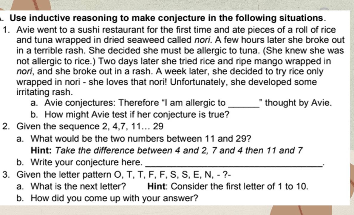 Solved: Use inductive reasoning to make conjecture in the following ...