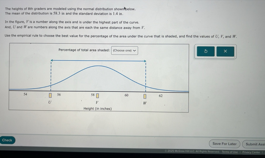 Solved: The heights of 8th graders are modeled using the normal ...