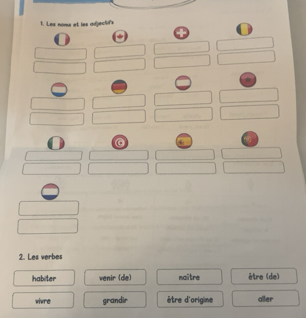 Gelöst:Les noms et les adjectifs * 2. Les verbes habiter venir (de ...