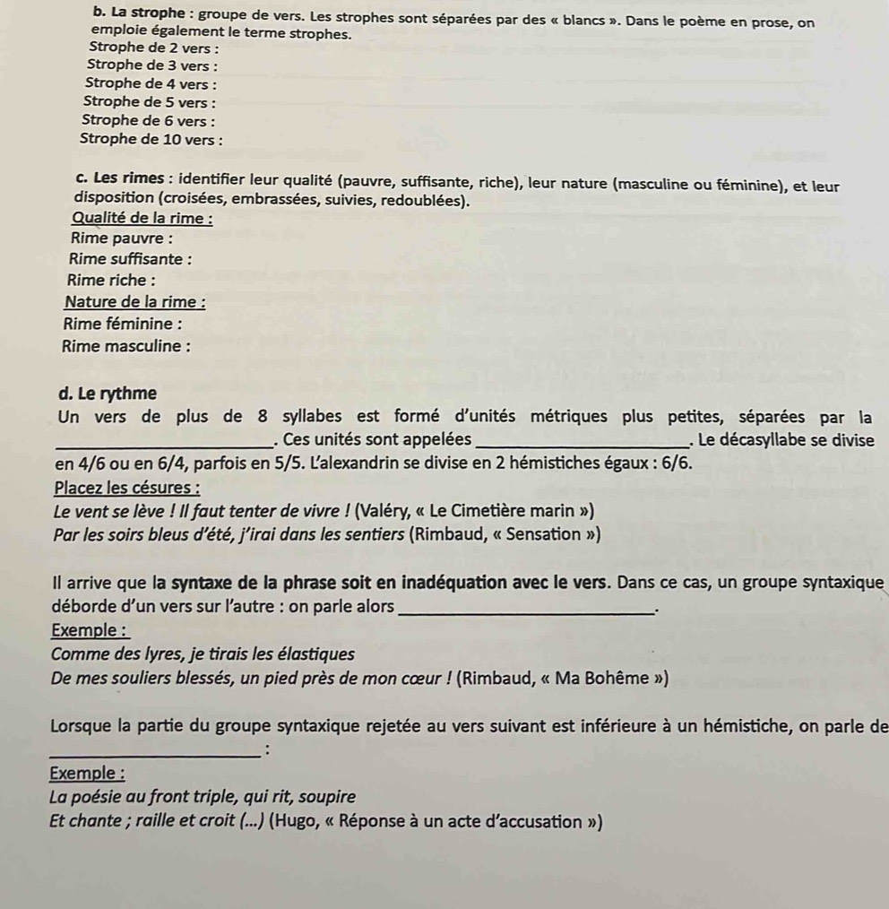 Résolu :La strophe : groupe de vers. Les strophes sont séparées par des ...