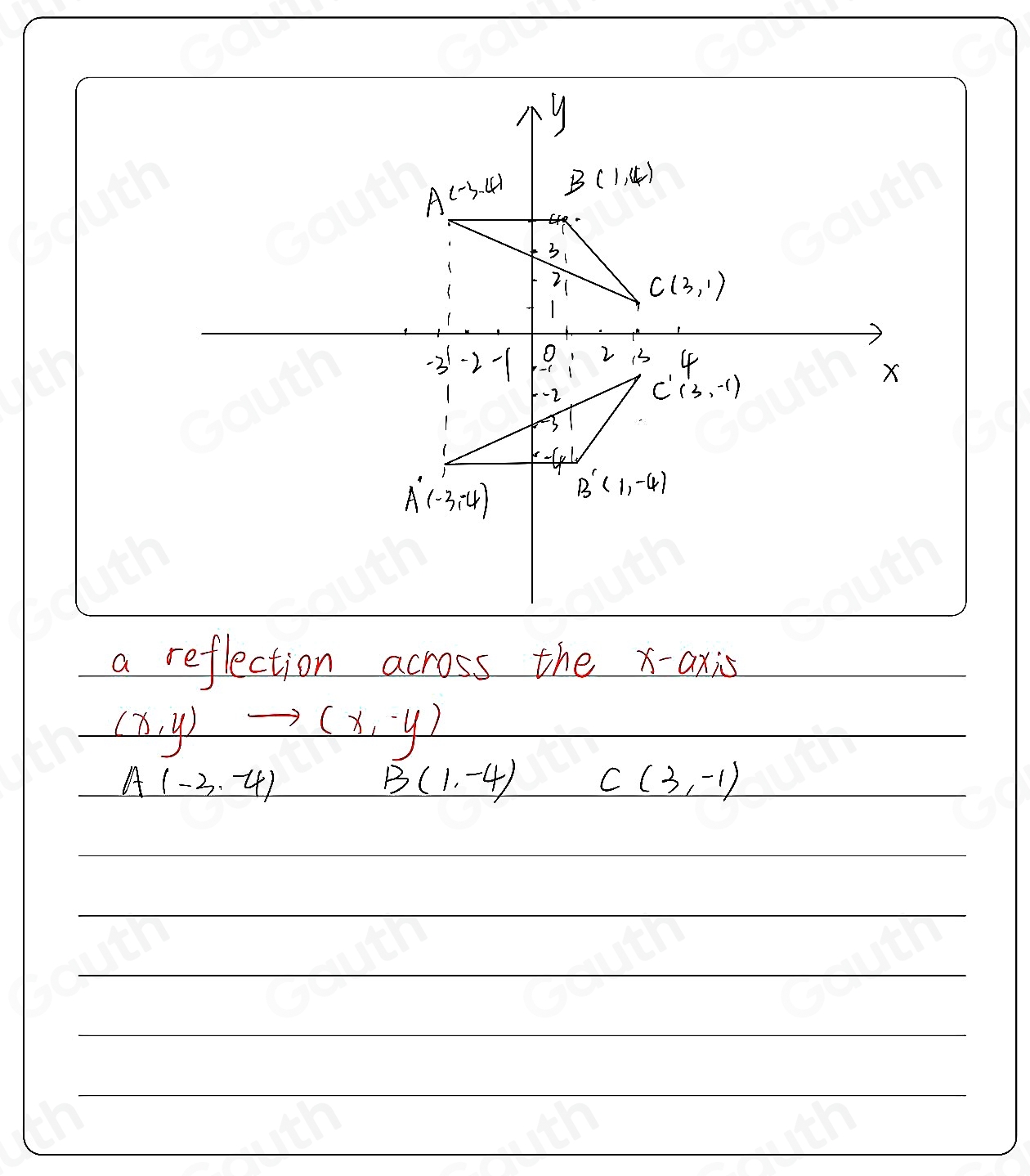 Solved The Graph Of Abc Has Coordinates A 3 4 B 1 4 And C 3 1 Part A Graph Abc And [math]