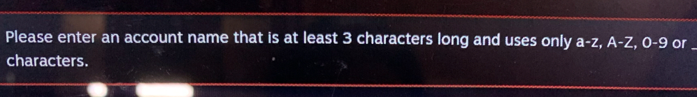 Giải quyết:Please enter an account name that is at least 3 characters ...