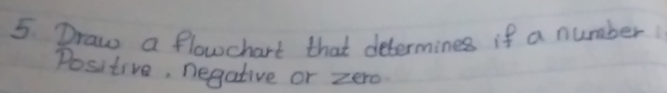 Solved: Draw a flowchart that determines if a number! Positive, negative or zero [Math]