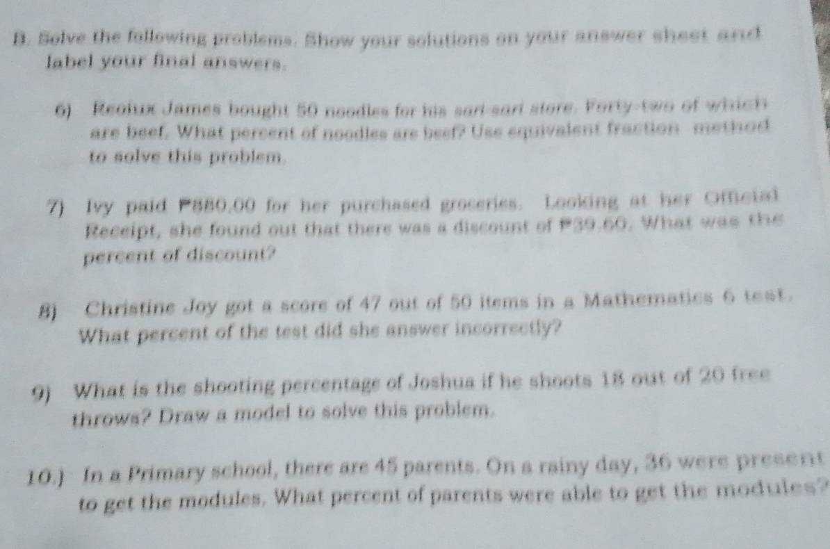 Solved: Solve the following problems. Show your solutions on your ...