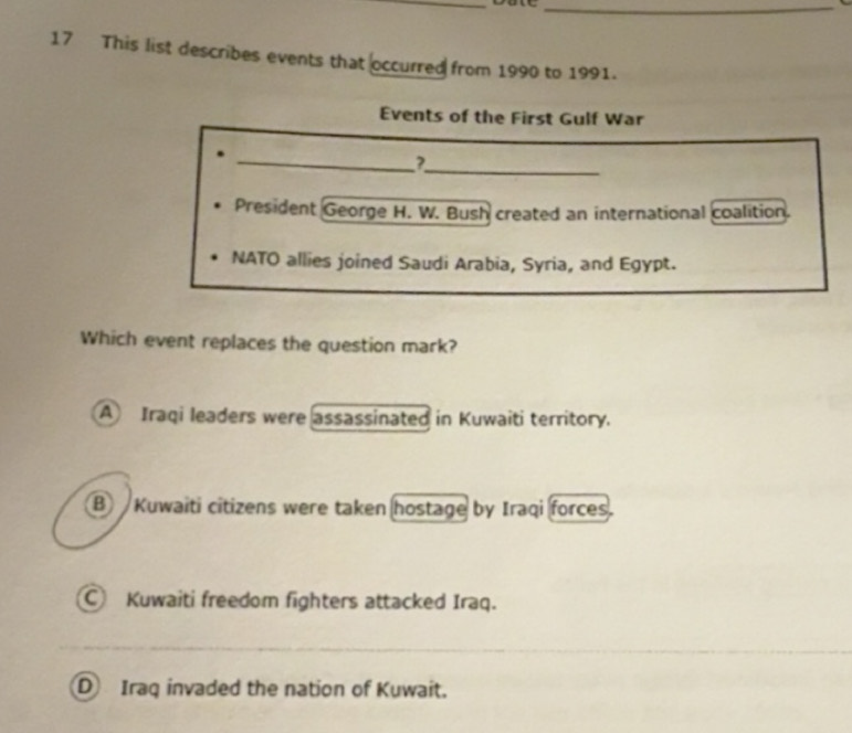 Solved: This list describes events that occurred from 1990 to 1991 ...