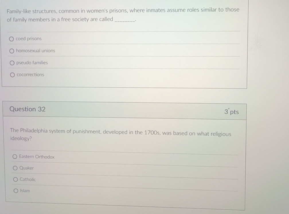 Solved: Family-like structures, common in women's prisons, where ...