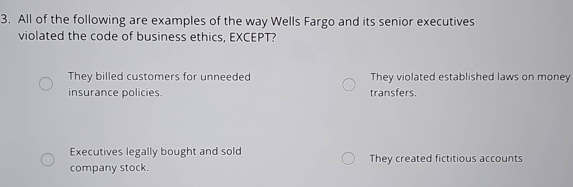 Solved: All of the following are examples of the way Wells Fargo and ...