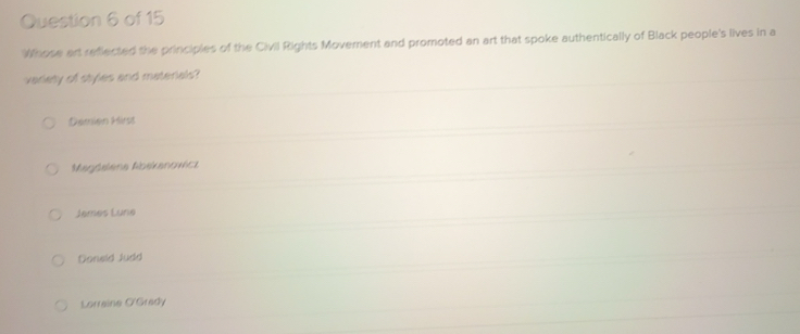 Solved: Whose art reflected the principies of the Civil Rights Movement ...