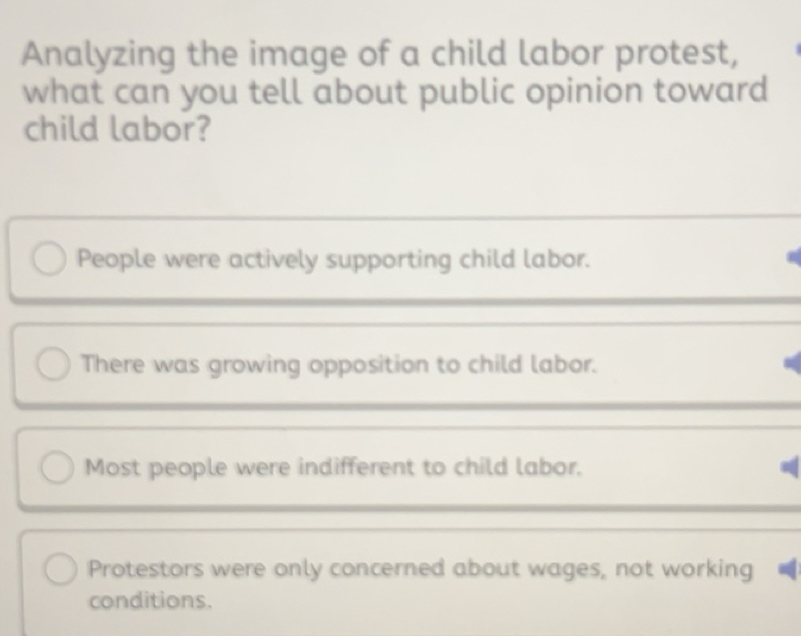 Solved: Analyzing the image of a child labor protest, what can you tell ...