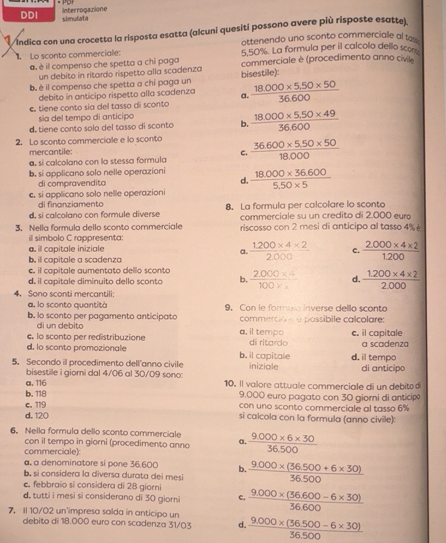 Risolto:interrogazione DDI simulata Indica con una crocetta la risposta ...