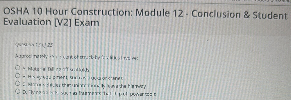 Solved: OSHA 10 Hour Construction: Module 12 - Conclusion & Student ...