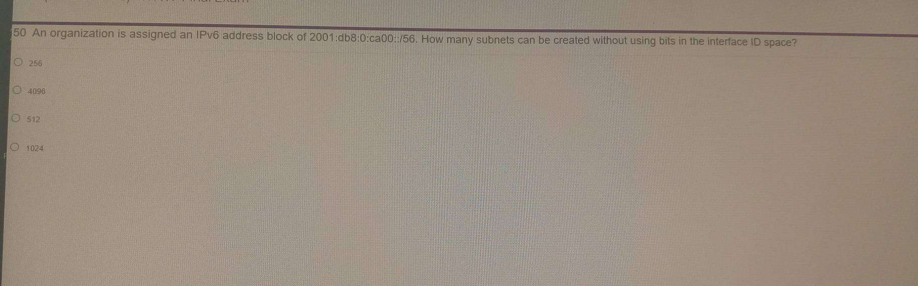 Solved: An organization is assigned an IPv6 address block of 2001:db8:0:ca00::/56. How many ...
