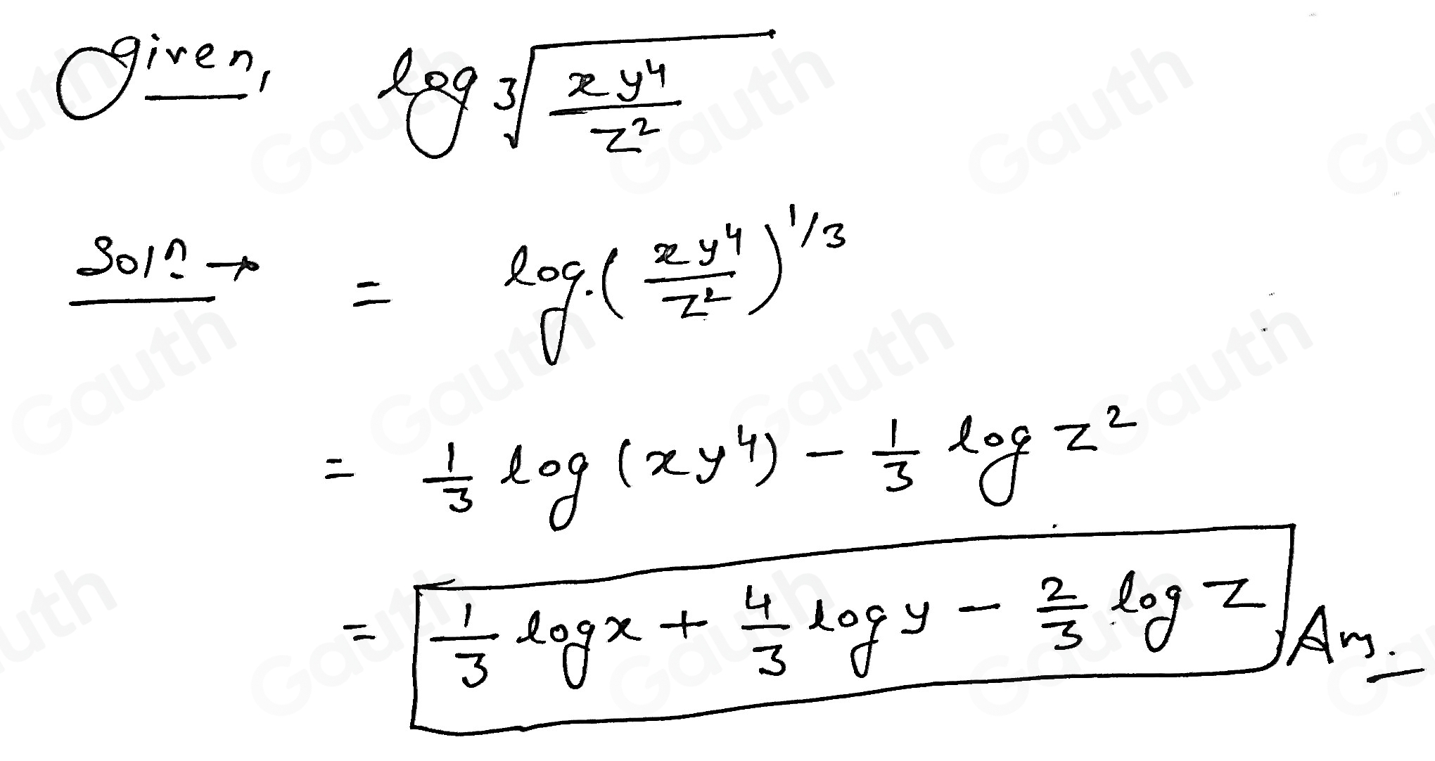 Solved: EXPONENTIAL AND LOGARITHMIC FUNCTIONS Expanding a logarithmic expression: Problem type 2 ...