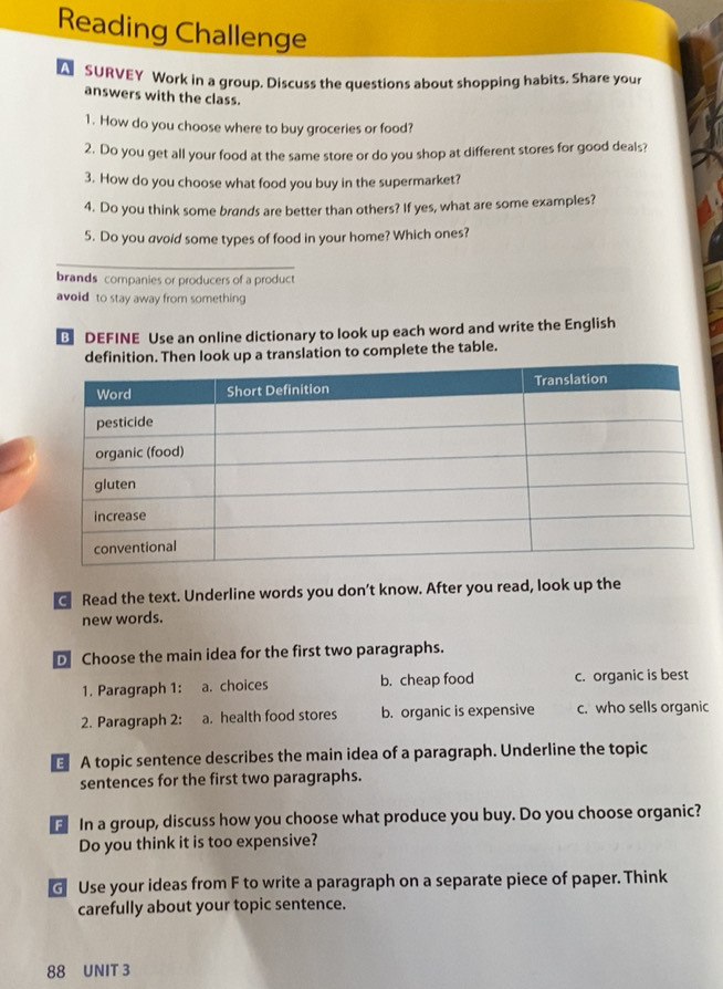 Resuelto:Reading Challenge A SURVEY Work in a group. Discuss the ...