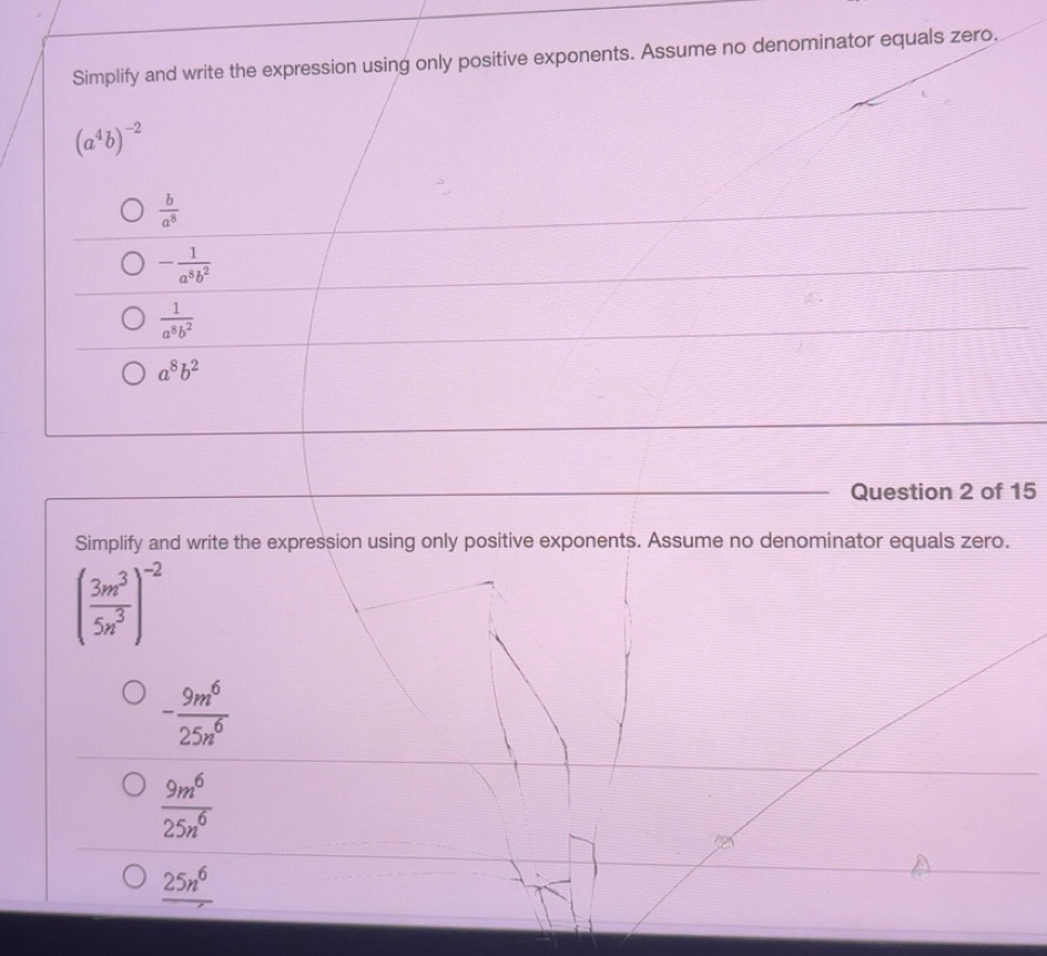 Solved: Simplify and write the expression using only positive exponents ...