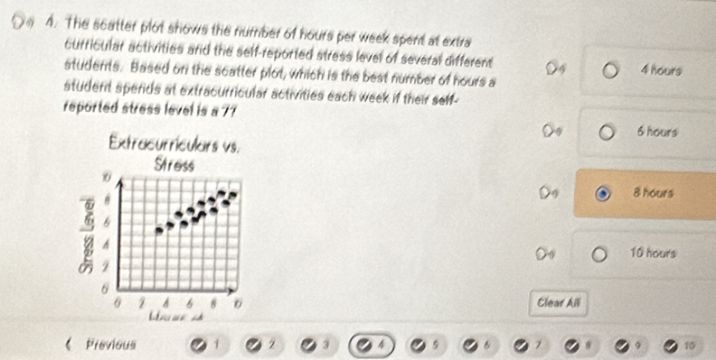 Solved: The scatter plot shows the number of hours per week spent at ...