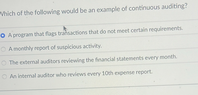 Solved: Which of the following would be an example of continuous ...